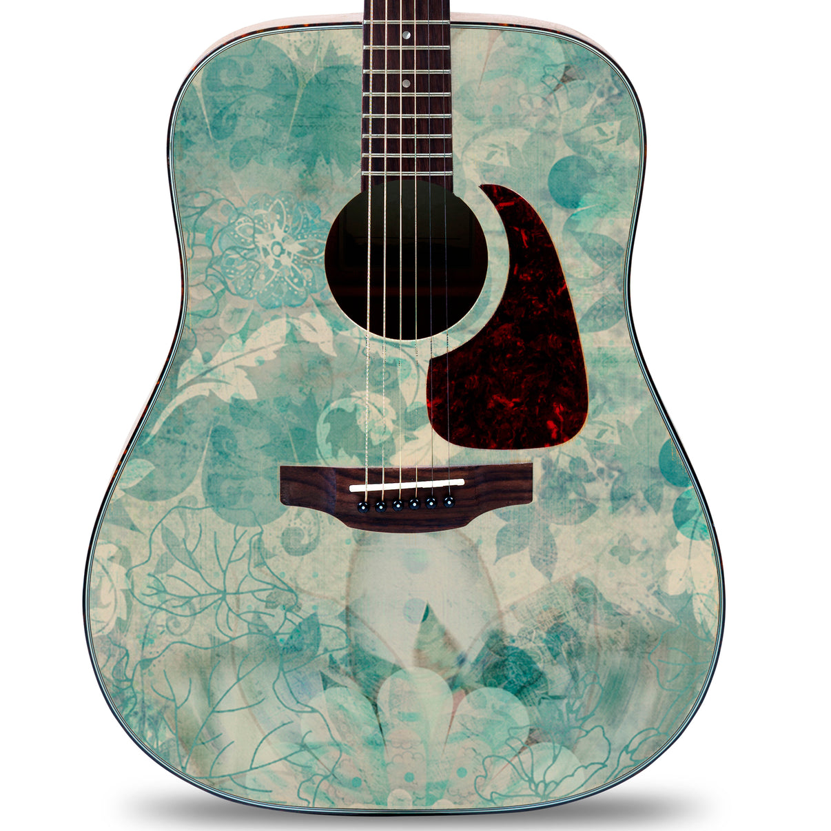 Acoustic/Electric Guitar Skin Wrap Vinyl Decal Sticker 'Vintage Flower ...