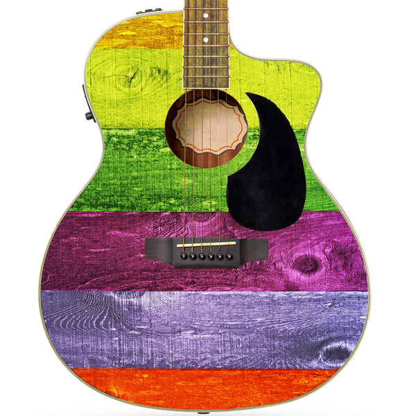 Acoustic/Electric Guitar Skin Wrap Vinyl Decal Sticker 'Rainbow Palett ...
